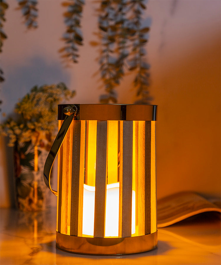 Natural Wooden LED Lantern – Nostalgia Homes
